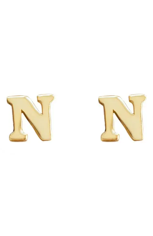 MARLYN SCHIFF Block Letter Initial Stud Earrings - Gold Plated N