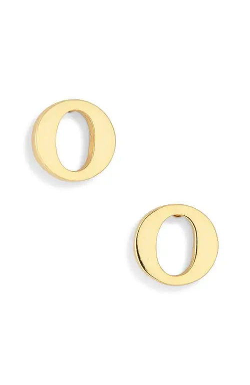 MARLYN SCHIFF Block Letter Initial Stud Earrings - Gold Plated O