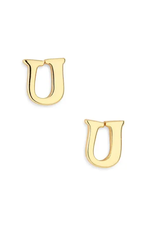 MARLYN SCHIFF Block Letter Initial Stud Earrings - Gold Plated V