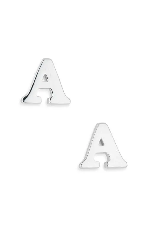 MARLYN SCHIFF Block Letter Initial Stud Earrings - Sterling Silver A