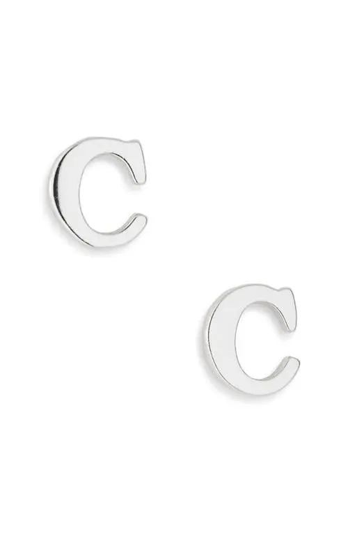 MARLYN SCHIFF Block Letter Initial Stud Earrings - Sterling Silver C