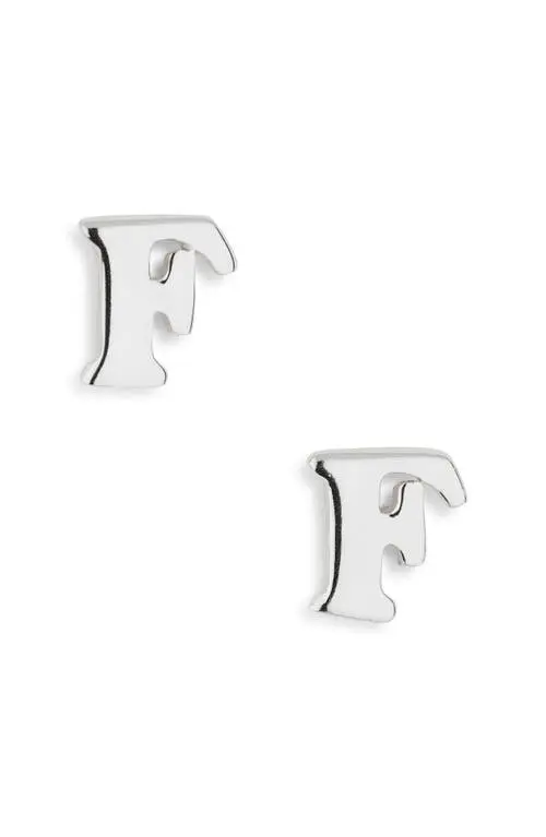 MARLYN SCHIFF Block Letter Initial Stud Earrings - Sterling Silver F