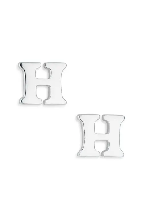 MARLYN SCHIFF Block Letter Initial Stud Earrings - Sterling Silver H