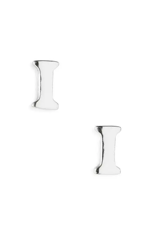 MARLYN SCHIFF Block Letter Initial Stud Earrings - Sterling Silver I