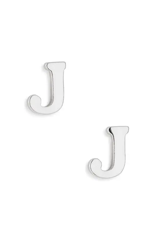 MARLYN SCHIFF Block Letter Initial Stud Earrings - Sterling Silver J