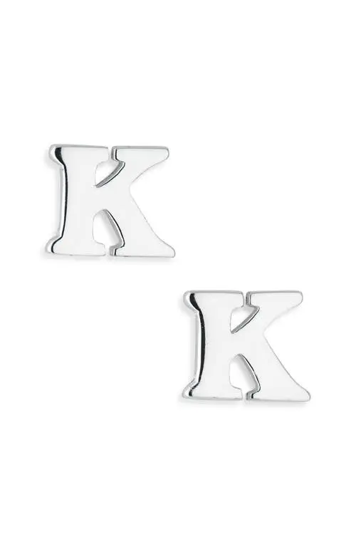 MARLYN SCHIFF Block Letter Initial Stud Earrings - Sterling Silver K