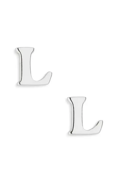 MARLYN SCHIFF Block Letter Initial Stud Earrings - Sterling Silver L