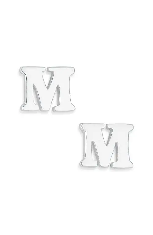 MARLYN SCHIFF Block Letter Initial Stud Earrings - Sterling Silver M