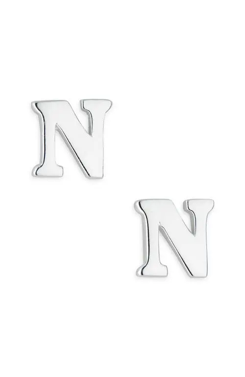 MARLYN SCHIFF Block Letter Initial Stud Earrings - Sterling Silver N