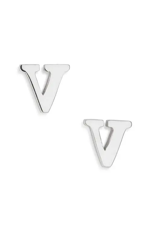 MARLYN SCHIFF Block Letter Initial Stud Earrings - Sterling Silver V