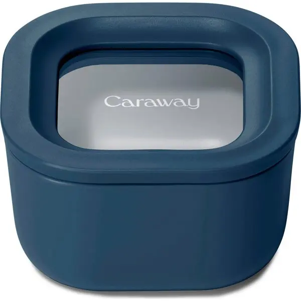 CARAWAY Mini Square Glass Food Storage Container - Navy