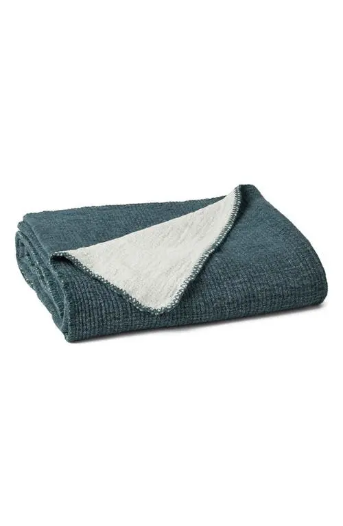 COYUCHI Cozy Organic Cotton Throw Blanket - Twilight Blue