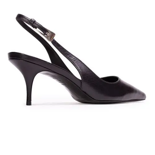 BLACK SUEDE STUDIO Branca 65 Slingback Pump - Black Leather