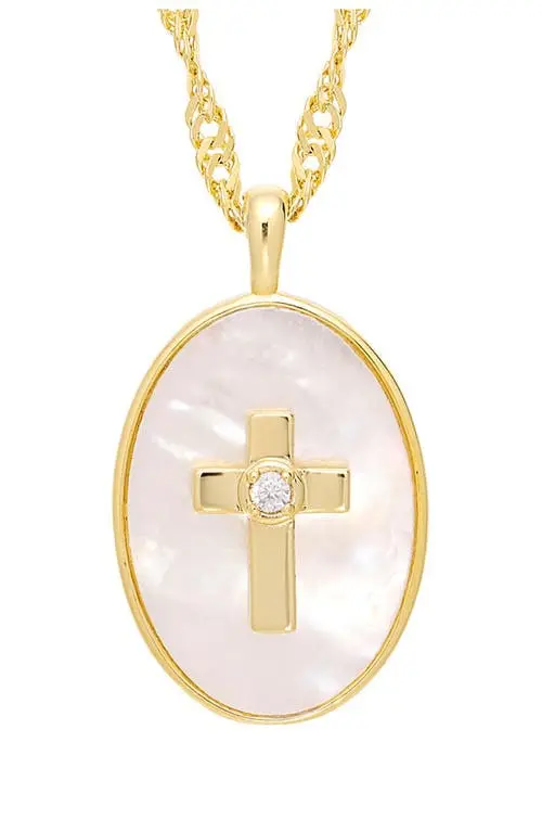 ATHRA LUXE Mother-of-pearl Cross Pendant Necklace