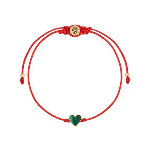 KARMA AND LUCK Heart Charm Red String Bracelet - Red/green/gold