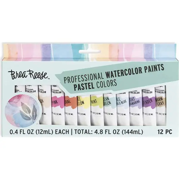 BREA REESE Professional Watercolor Paint Set Pastels 12 Tubes - Multicolored