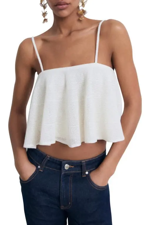 Mango Ruffle Knit Crop Camisole