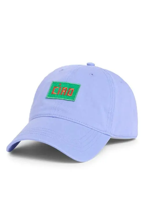 Clare V. Cotton Twill Baseball Cap - Lilac W/green Ciao Patch