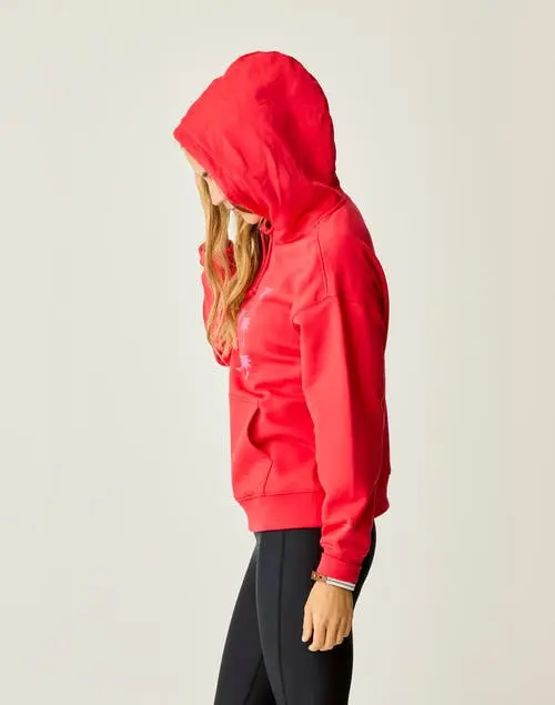 Carve Designs Organic Cotton Fleece Hawthorne Hoodie - Poinsettia Grid