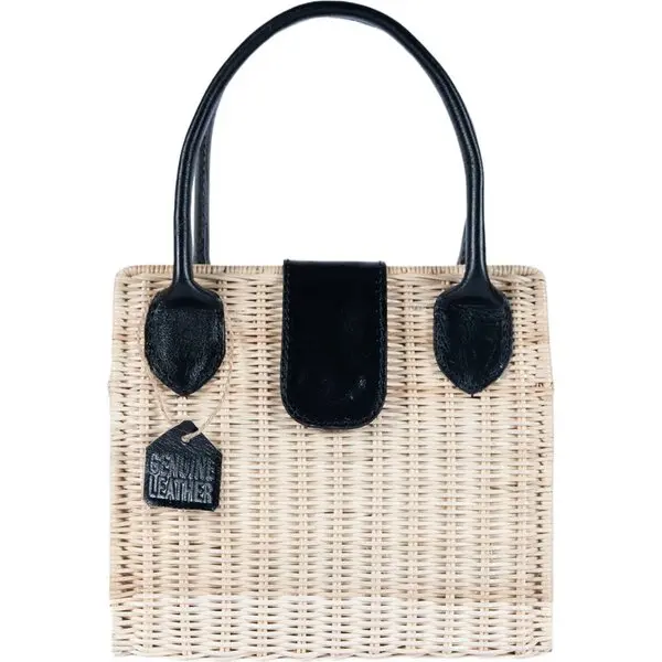JELAVU Piper Structured Rattan Handbag - Black