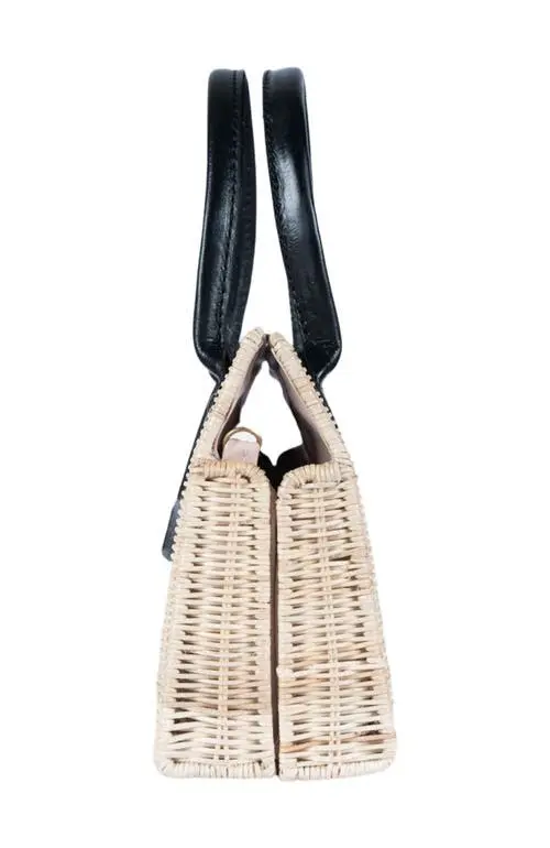 JELAVU Piper Structured Rattan Handbag - Black