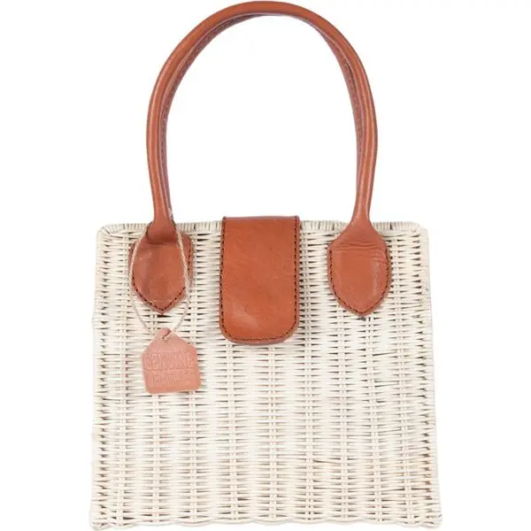 JELAVU Piper Structured Rattan Handbag - Tan