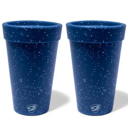 SILIPINT Silicone 16oz Coffee Tumblers 2 Pack - Blue