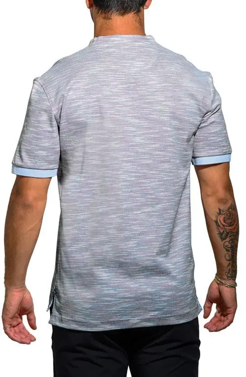 MACEOO Vivaldi Mirage V-neck Cotton T-shirt - Blue