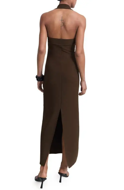 Mango Halter Maxi Dress In Brown - 30% Off | Editorialist