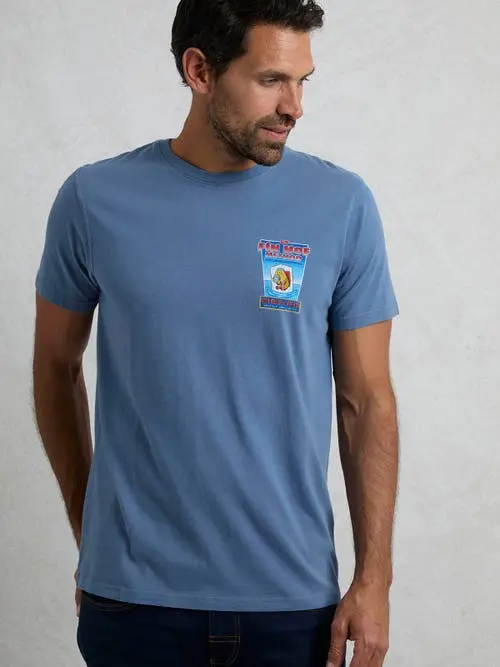WEIRD FISH Fin Hof Back Print Artist T-shirt - Mid Blue