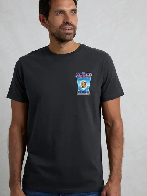 WEIRD FISH Fin Hof Back Print Artist T-shirt - Navy