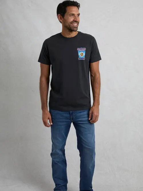WEIRD FISH Fin Hof Back Print Artist T-shirt - Navy