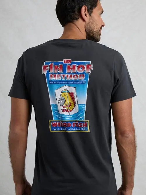 WEIRD FISH Fin Hof Back Print Artist T-shirt - Navy
