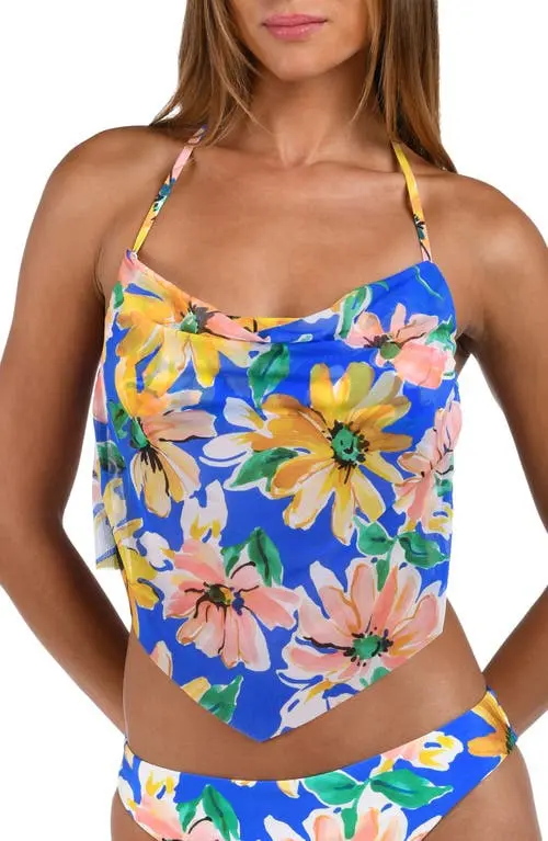 SUNSHINE 79 Sunflower Cowl Neck Tankini - Blue Multi