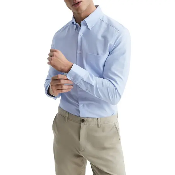 REISS Greenwich Slim Fit Button-down Shirt - Soft Blue