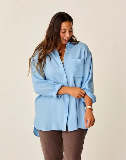 Carve Designs Taylor Linen Tunic - Sky Blue Chambray