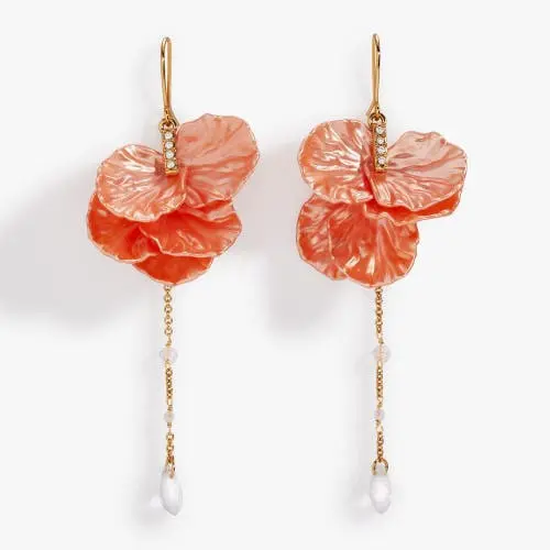 ALEX AND ANI New York Botanical Garden® Peony Petal Statement Earrings - Pink