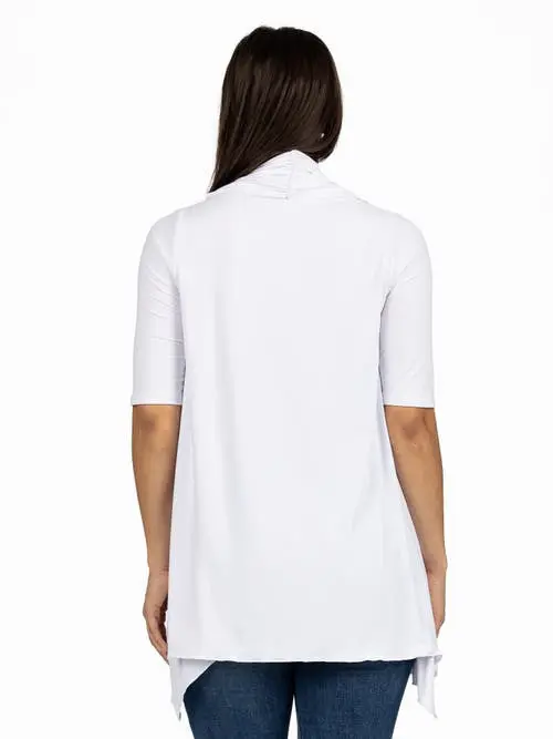 24SEVEN COMFORT APPAREL Maternity Loose Fit Open Front Cardigan - White