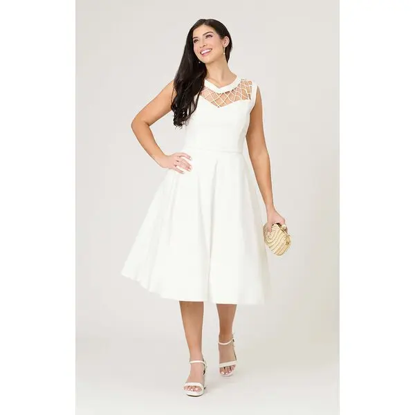 Unique Vintage Diamond Cutout Swing Dress