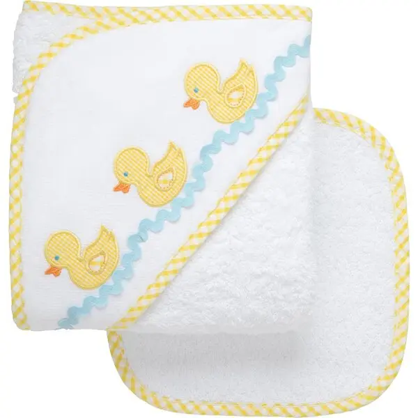3 MARTHAS Hooded Towel & Washcloth Set - Duck