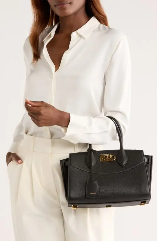 FERRAGAMO Small The Studio Soft Leather Top Handle Bag - Nero