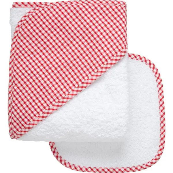 3 MARTHAS Hooded Towel And Washcloth Set - Red