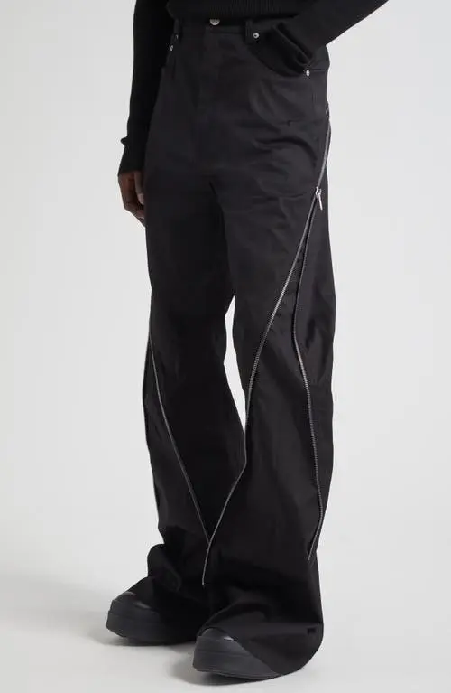 Rick Owens Bolan Banana Zip Raw Hem Jeans - Black