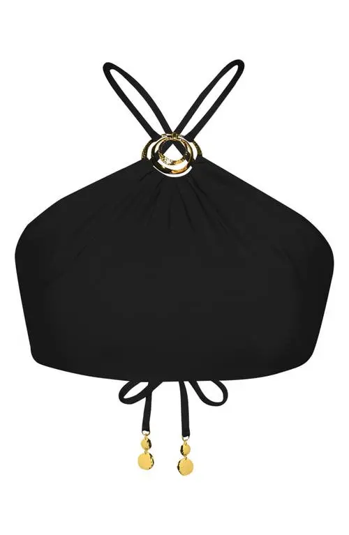 SUNSHINE 79 Solids High Neck Bikini Top - Black