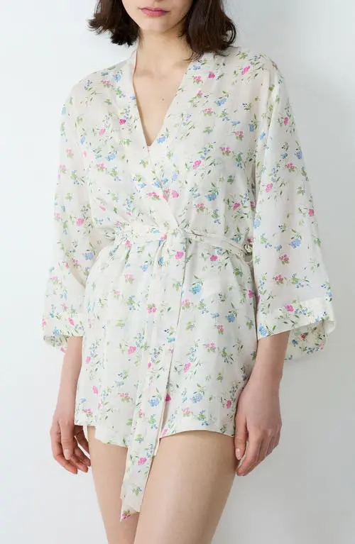 ETAM Prati Deshabille Short Robe - Imprime Fond Ecru