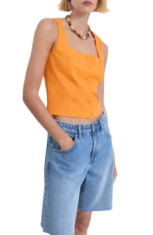 Mango Square Neck Fitted Vest - Orange