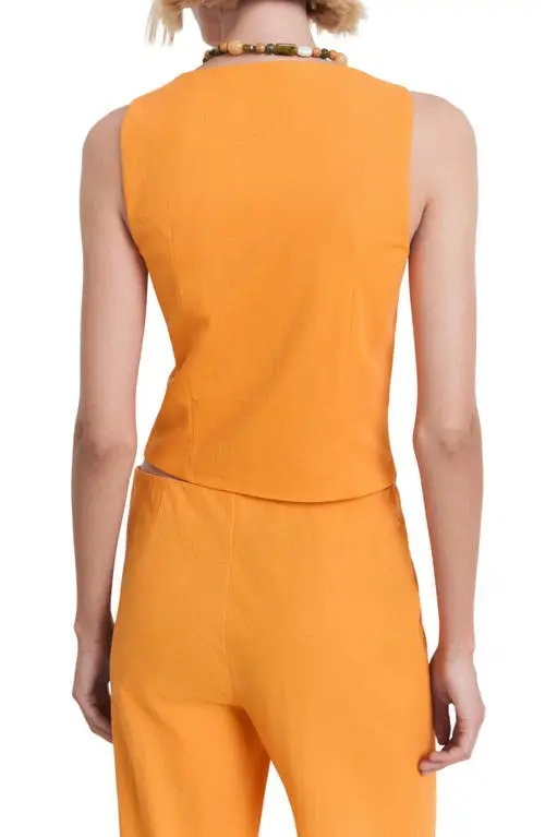 Mango Square Neck Fitted Vest - Orange
