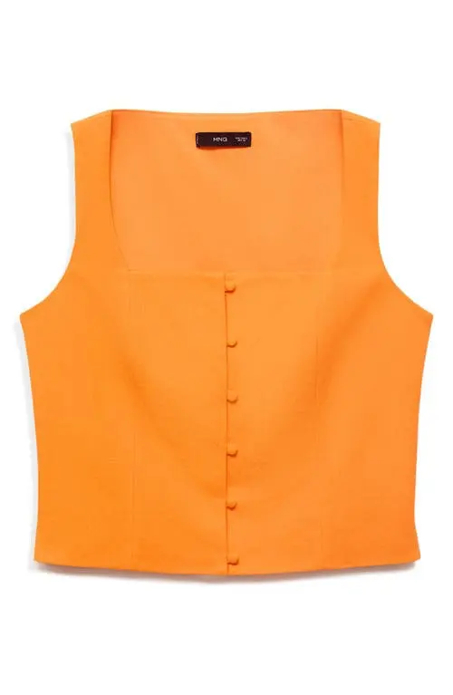 Mango Square Neck Fitted Vest - Orange