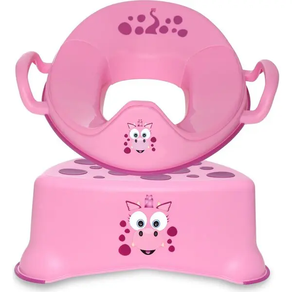 MY CARRY POTTY Toilet Seat And Step Stool Bundle - Pink Dragon