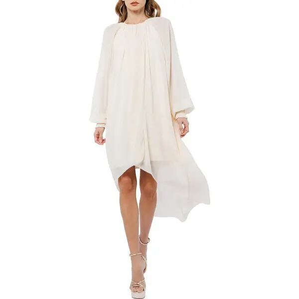 Ciebon Joni Long Sleeve High-Low Dress In Cream - 62% Off